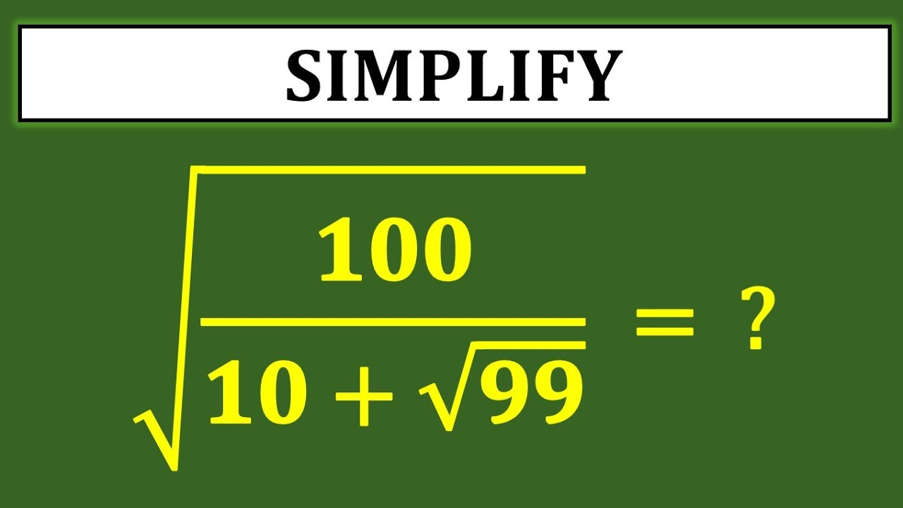 A Nice Square Root Math Simplification Problem | Maths Olympiad
