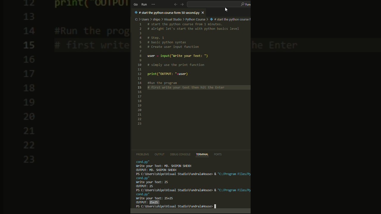 Create user input function in Python | Python program 2025