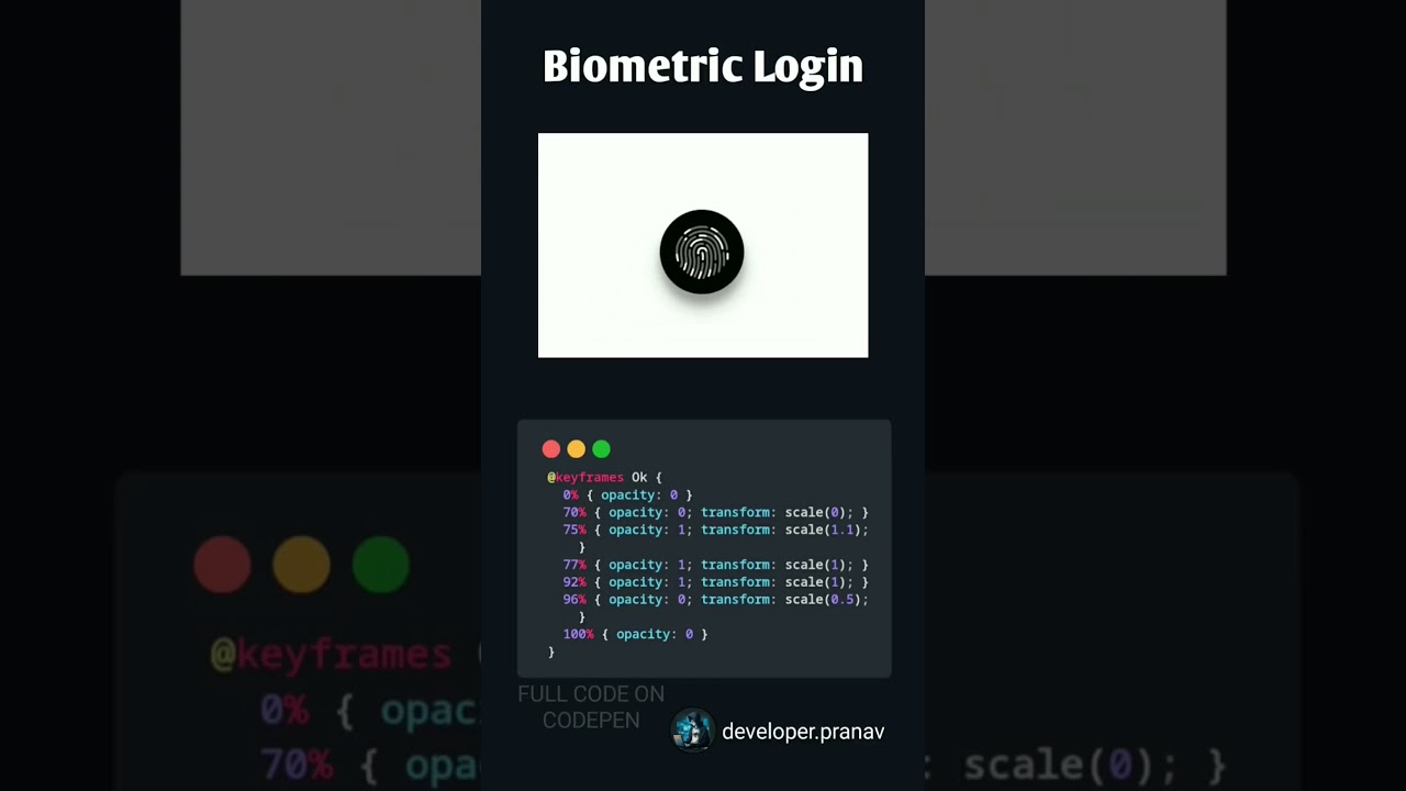 Fingerprint Login❣️ #shorts #viral #coding #coder #webdevelopment #html #javascript