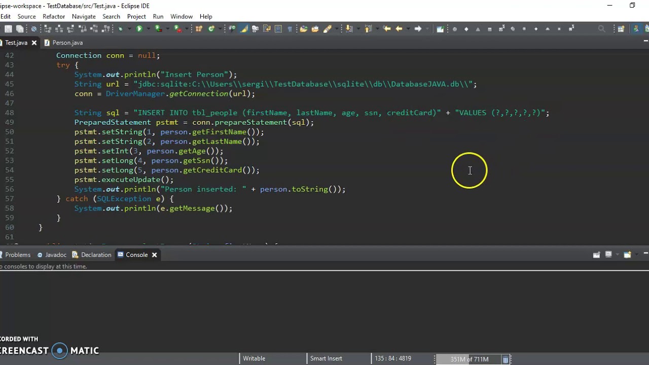 Database Java SQLITE