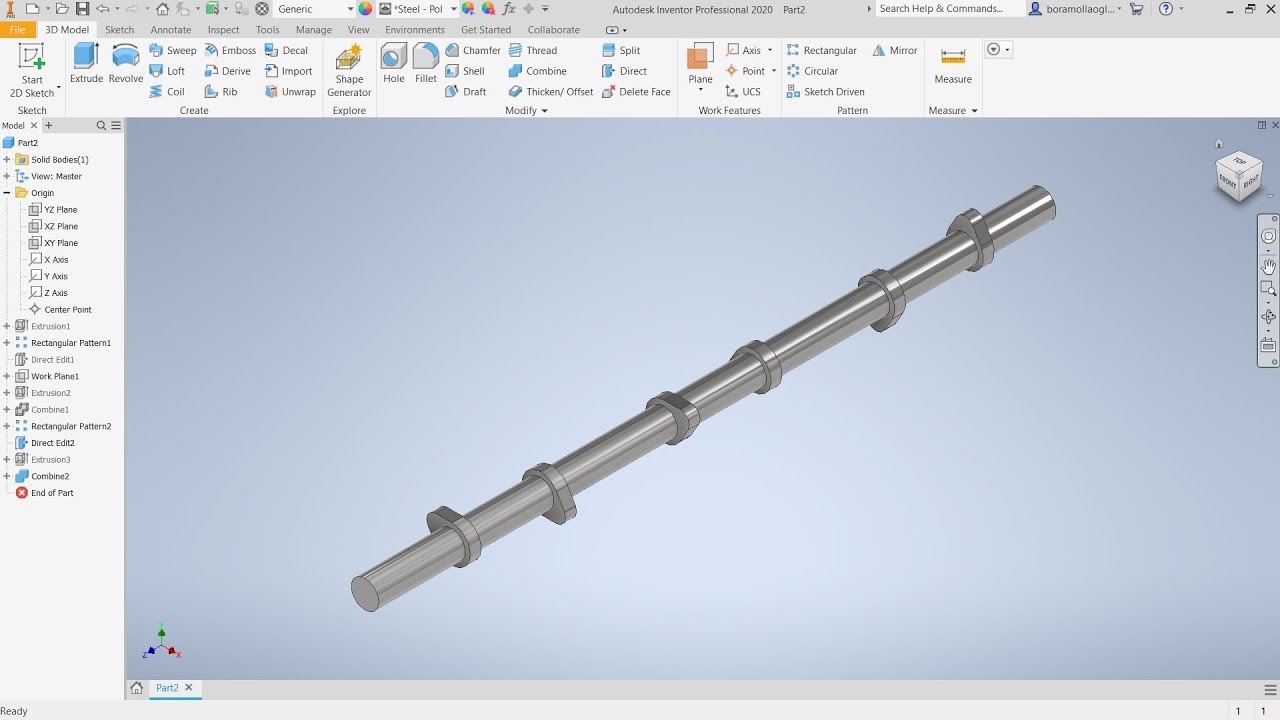 Autodesk Inventor Tutorial V6 Engine: Cam Shaft