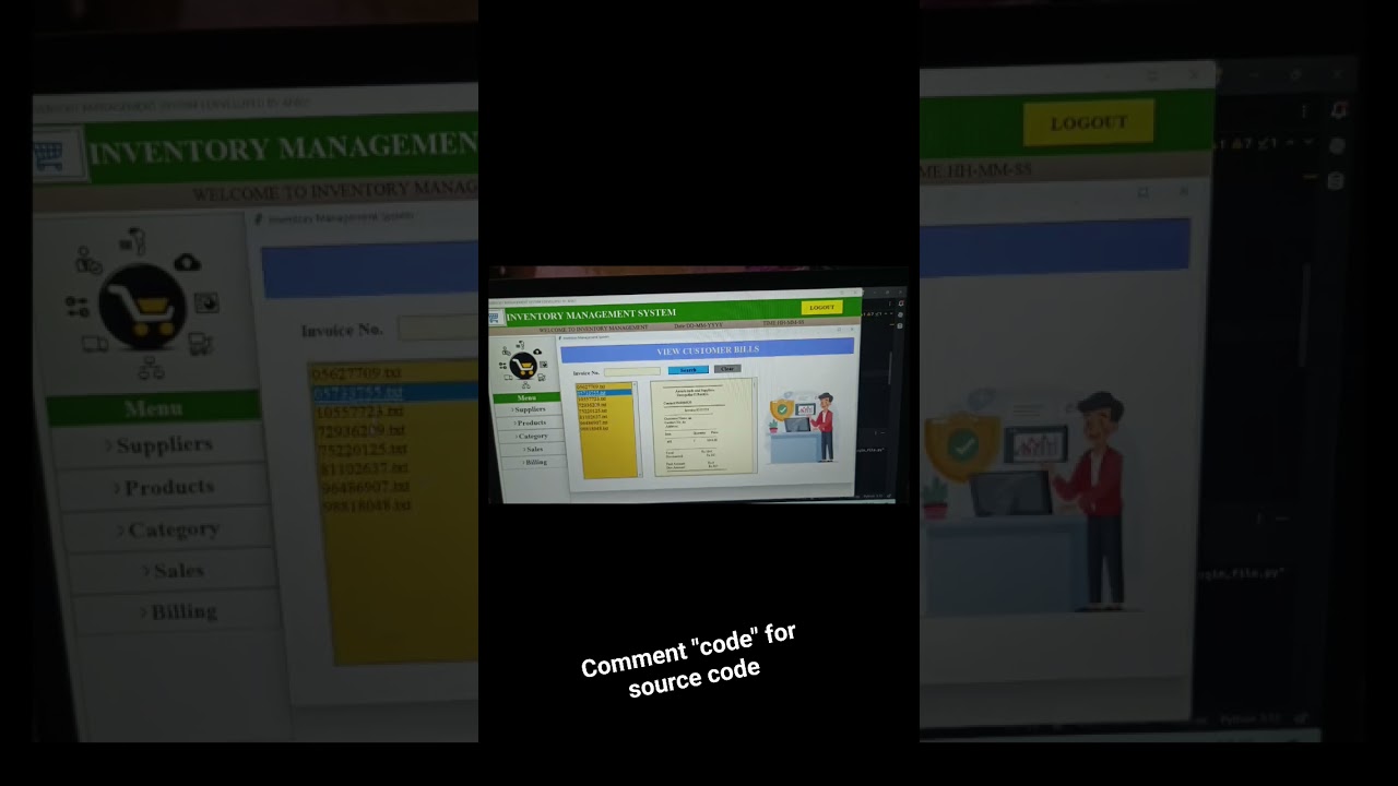 Full functional python inventory management system.#python #code#viratkohli#ram