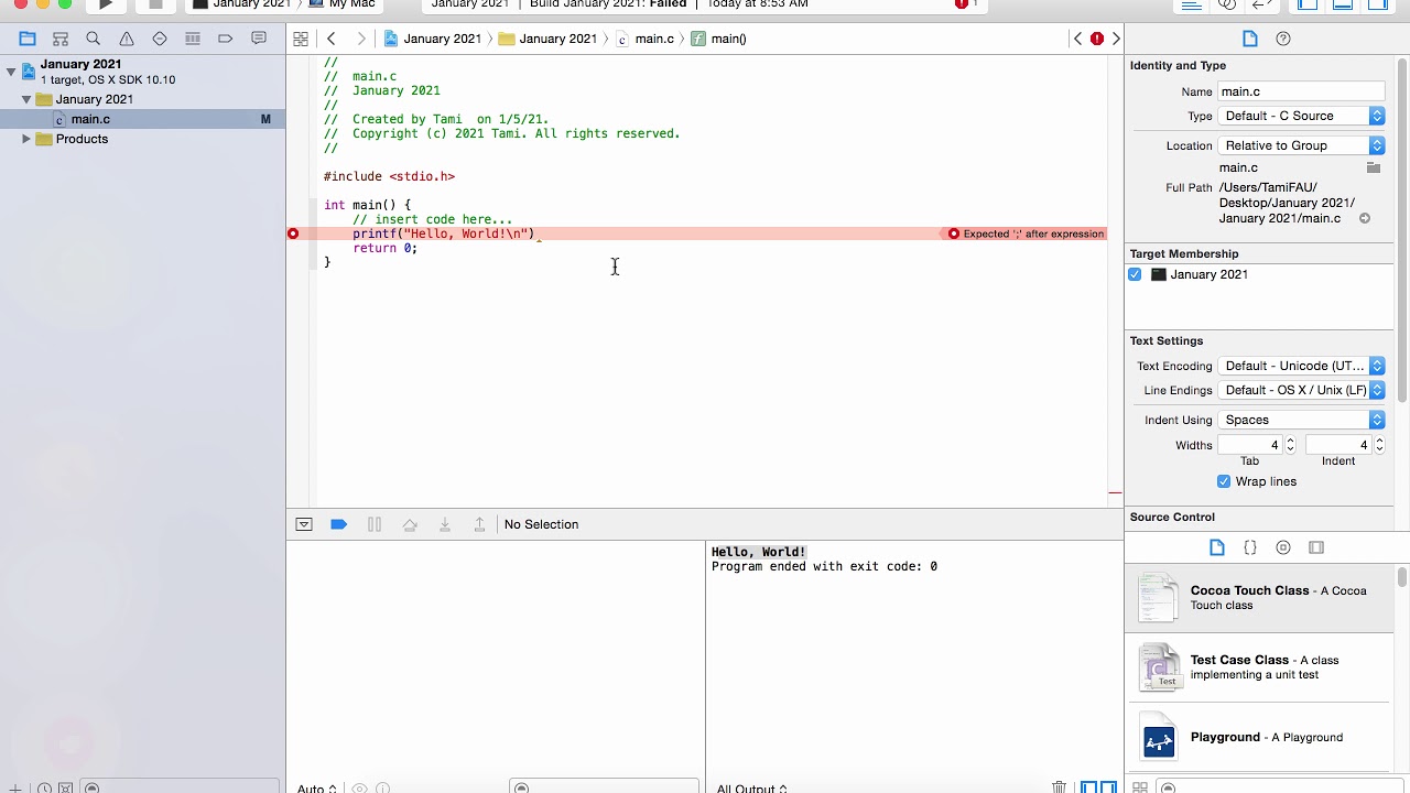 Xcode  and intro to C
