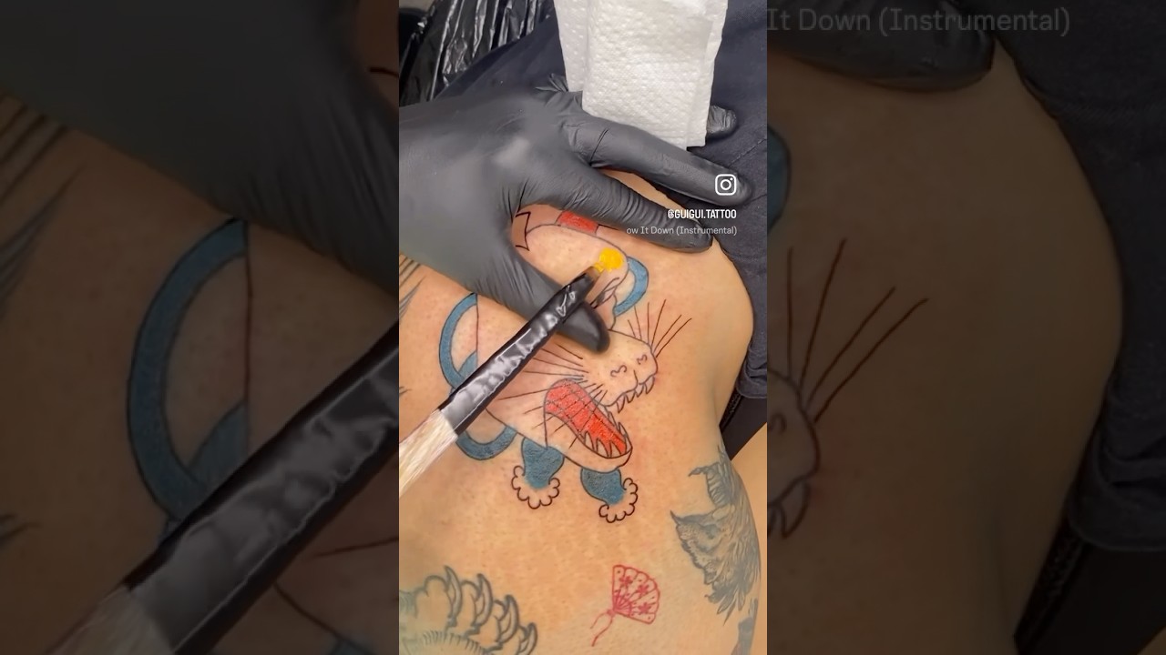 Kitsune mask tattoo by tebori (handpoke japanese) - tatouage japonais à paris