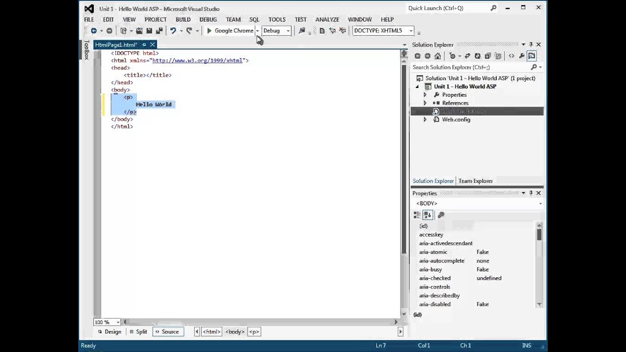CIS 3048 - Unit 2 - Hello World ASP
