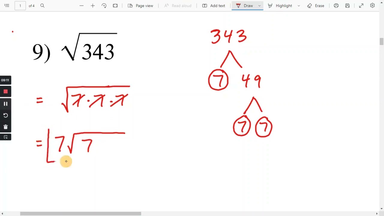 Simplify square roots : Kuta software WS