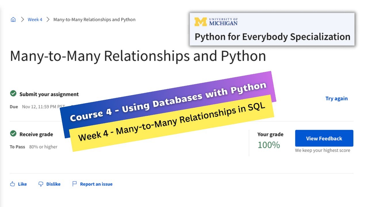 using databases with python week 4 assignment || Python for Everybody Specialization