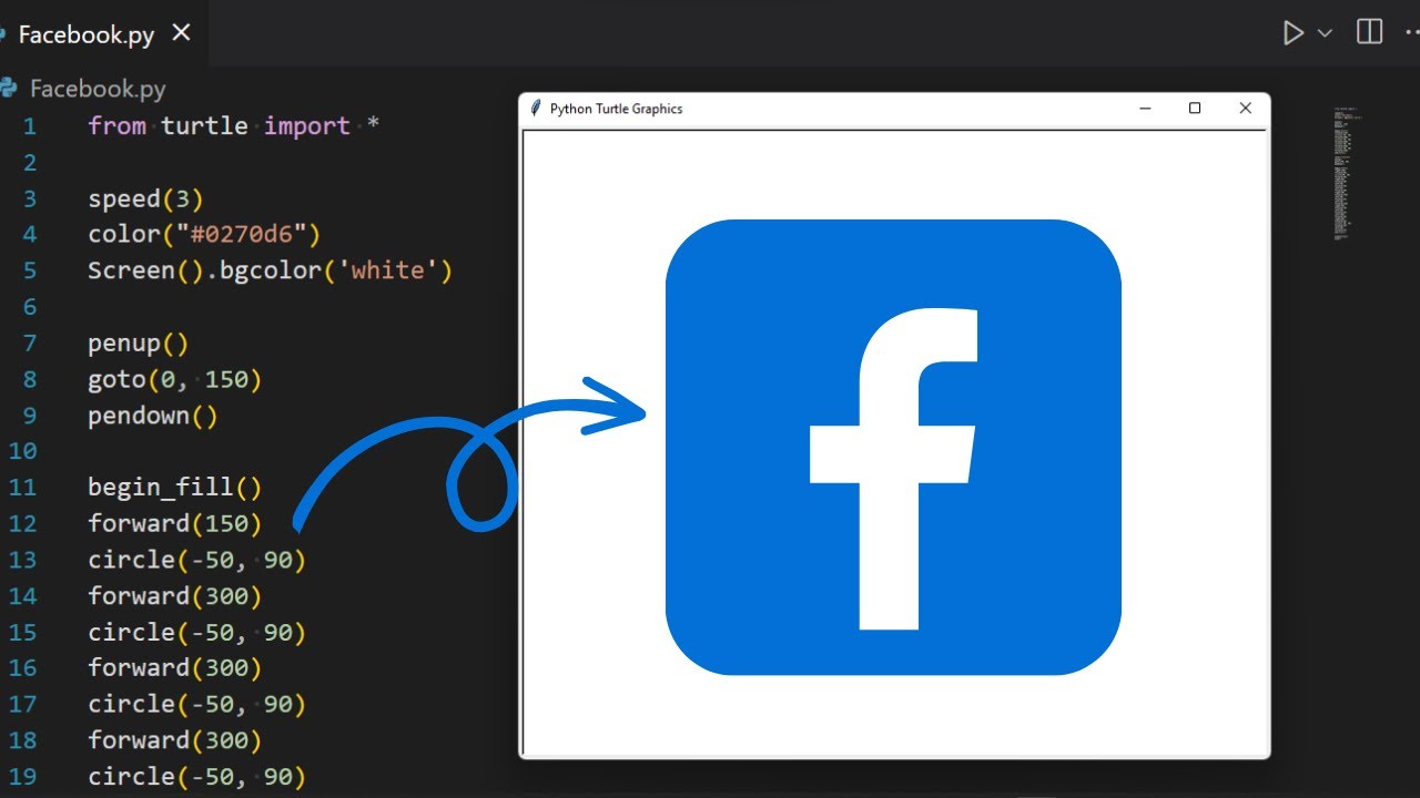 Create facebook logo using python turtle | facebook logo project | syntax error | facebook