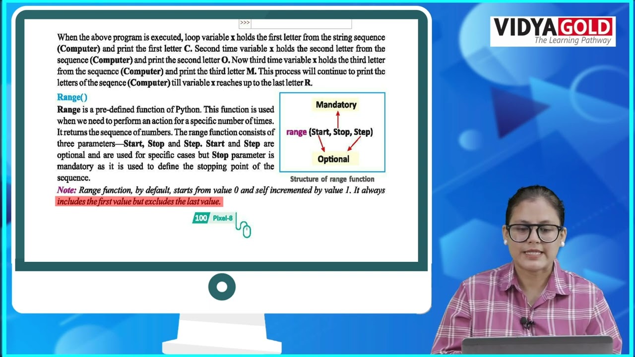 Ch 8 | Vidya Gold | Computer | Class 8 | Python: Looping and Tkinter GUI | For children