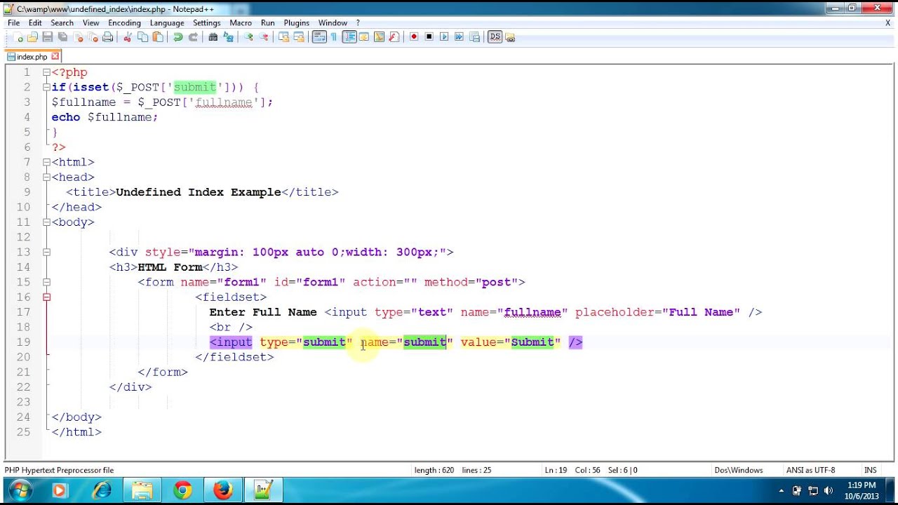 Solution for Notice: Undefined index: in index.php on line | PHP Tutorials