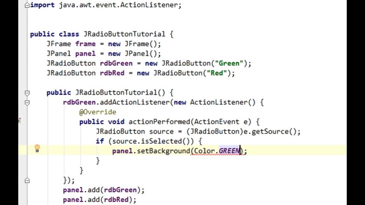 Java swing GUI tutorial #24: JRadioButton