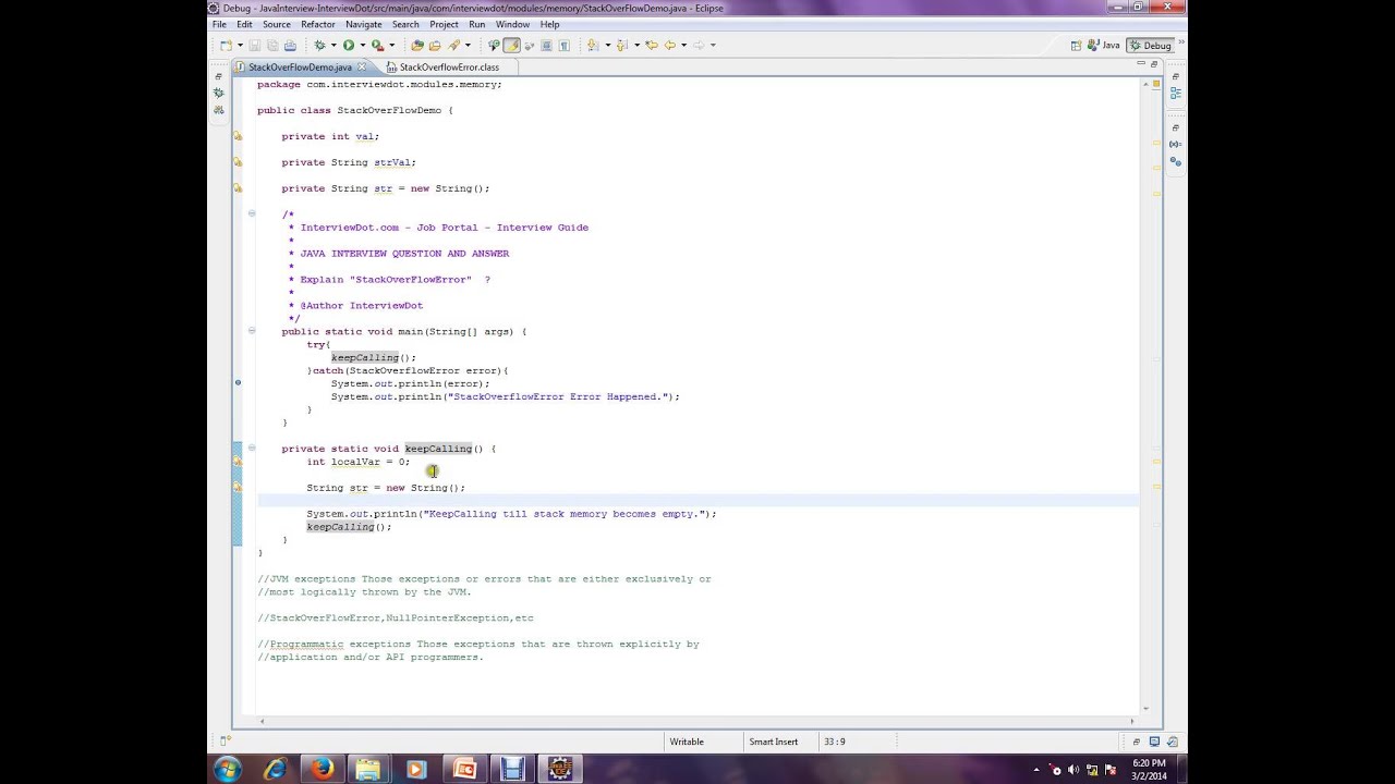 StackOverFlowError Java Demo