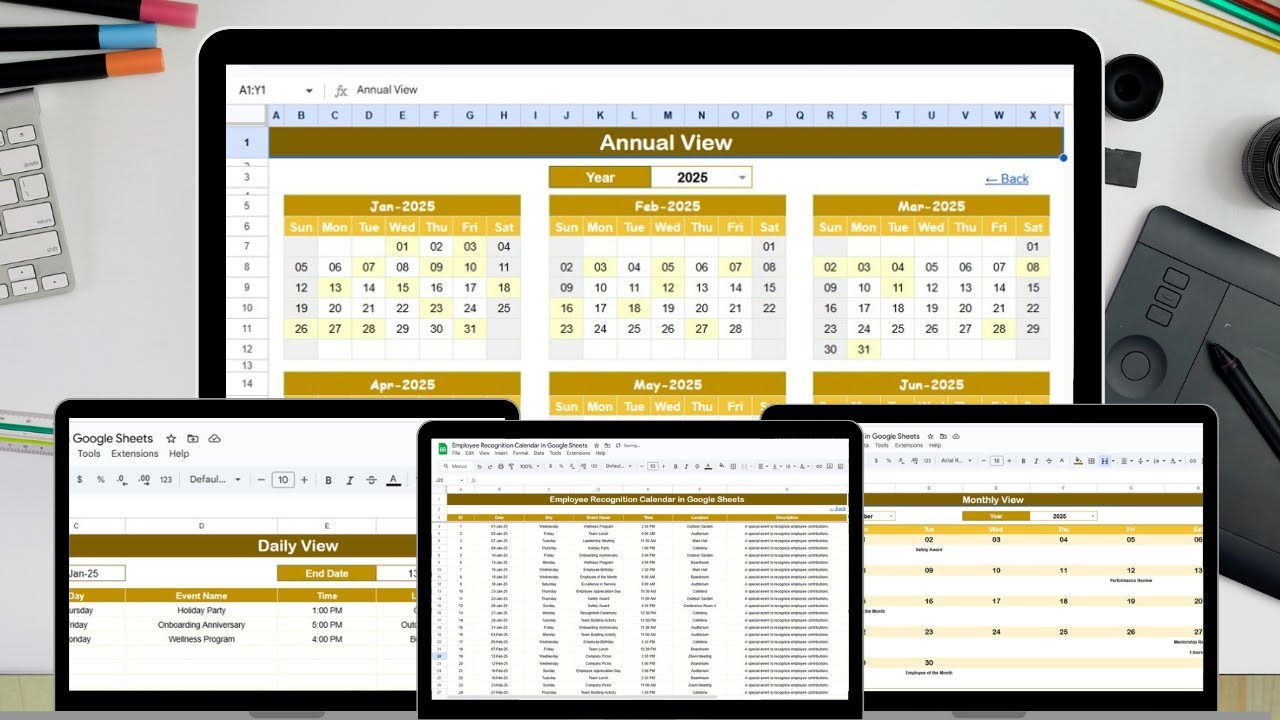 Employee Recognition Calendar in Google Sheets