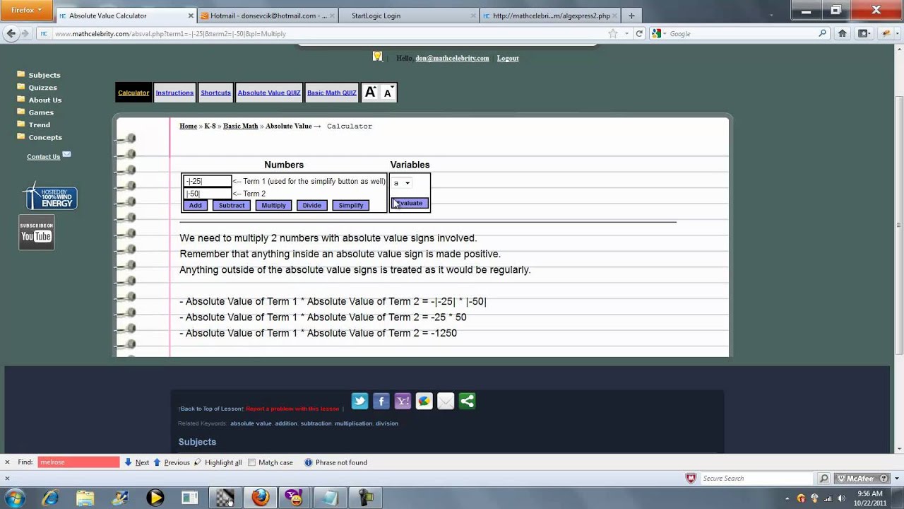 Absolute Value Calculator (with Operations)