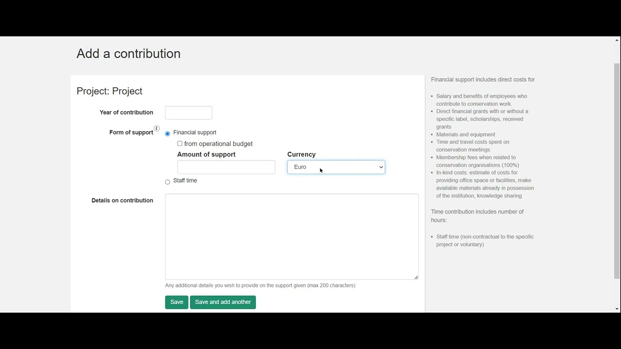 Adding contributions to the EAZA Conservation Database