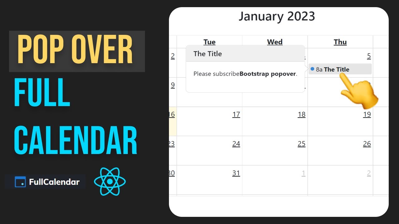 How To Add PopOver To FullCalendar (reactjs-fullcalendar)