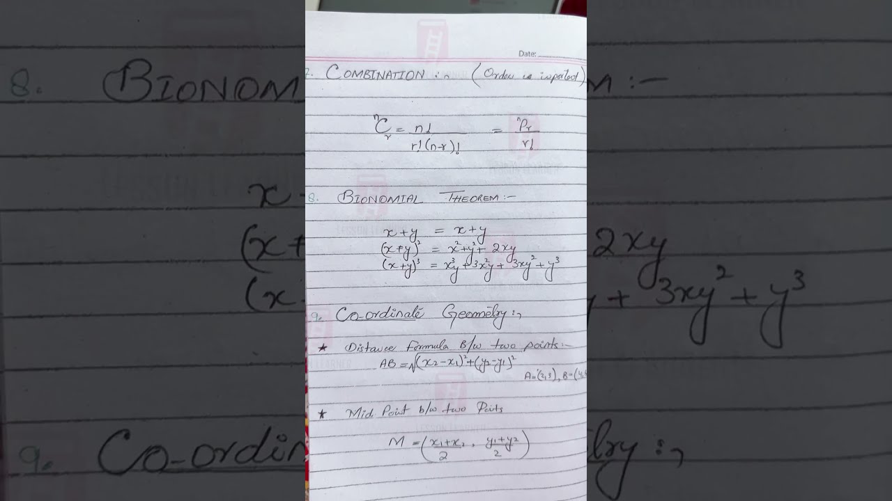 MTH100 Final Term Formula Sheet | Complete Math Formulae for Final Exam Preparation