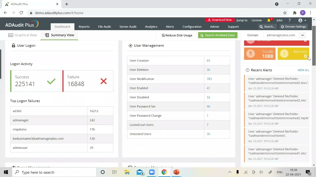 ManageEngine ADAudit Plus Product Demo