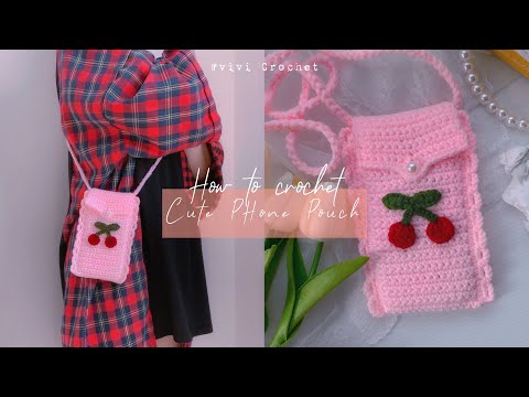 🍒 How to Crochet Cute Phone pouch | Crochet Tutorial 🍒