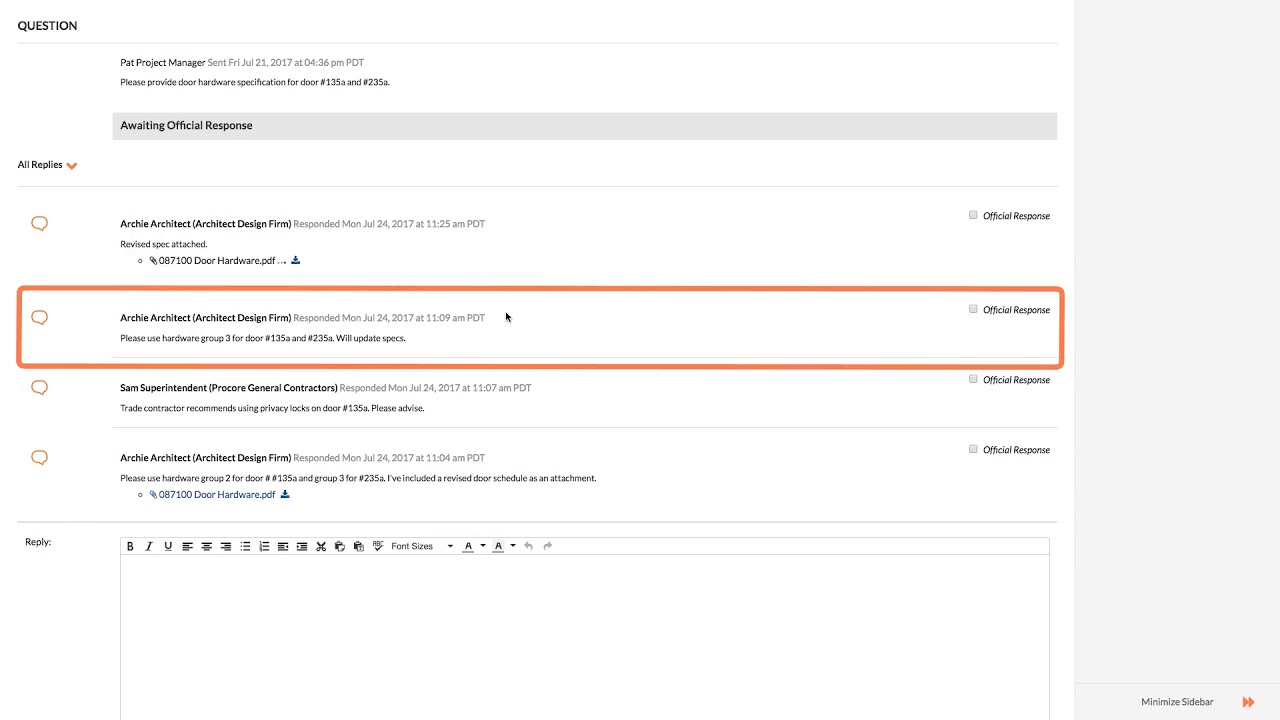 Procore   Close a RFI