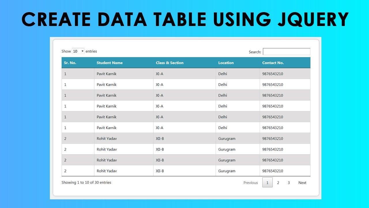 Creating a Searchable, Sortable HTML Table using DataTables | Jquery Datatable Tutorial In Bootstrap