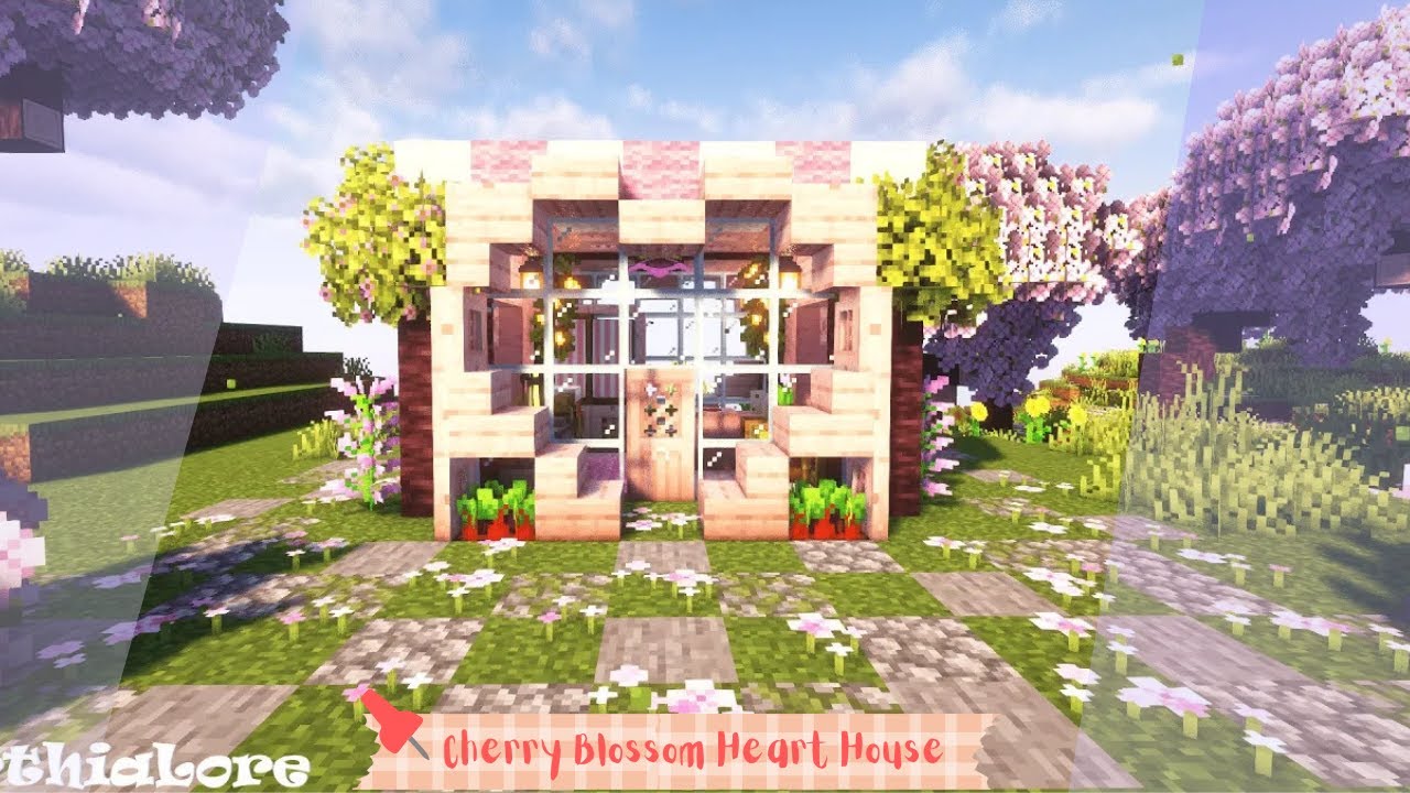 Minecraft | How to Build a Cherry Blossom Heart-Shaped House 💗