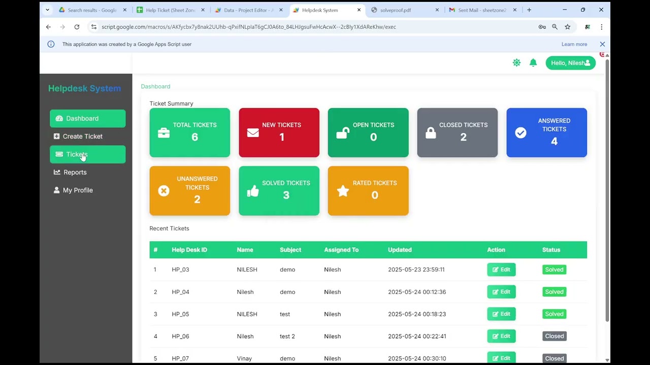 Web-Based Helpdesk Ticket System using Google Apps Script and HTML/CSS/JavaScript! Crud