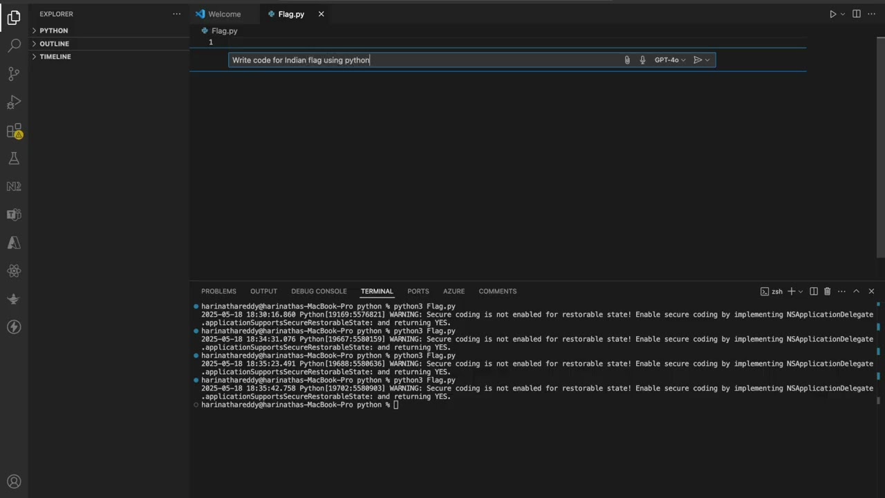 Indian Flag using Python Turtle and GitHub Copilot #githubcopilot #python #turtle