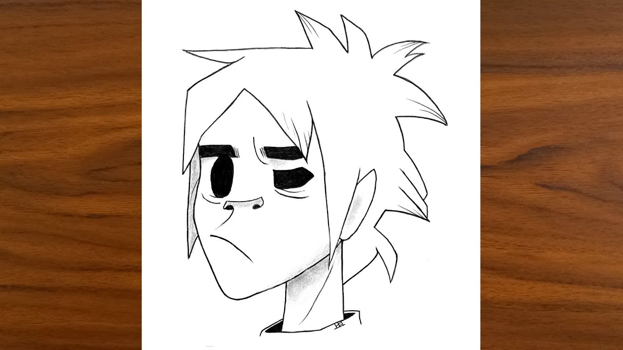 How To Draw 2D From Gorillaz Easy Step By Step Drawing 2D Tutorial For Beginners With Pencil
