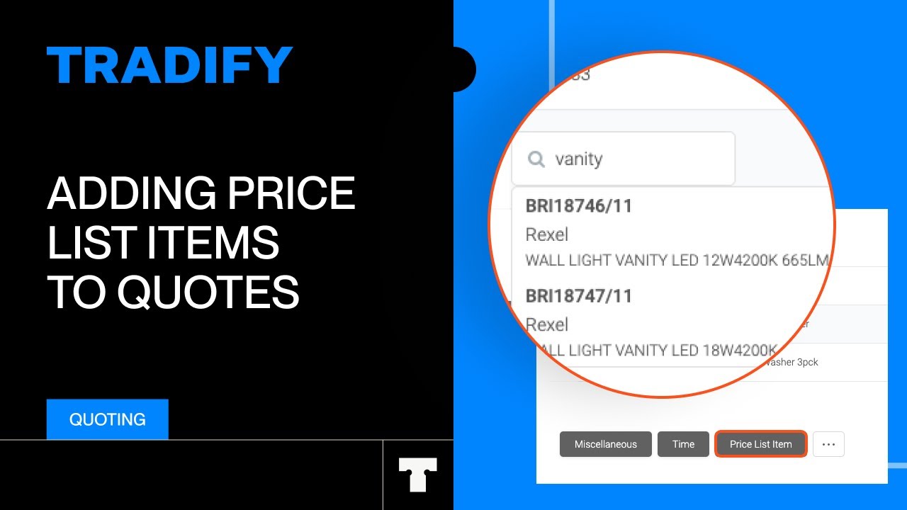 Adding Price List Items to a Quote in Tradify