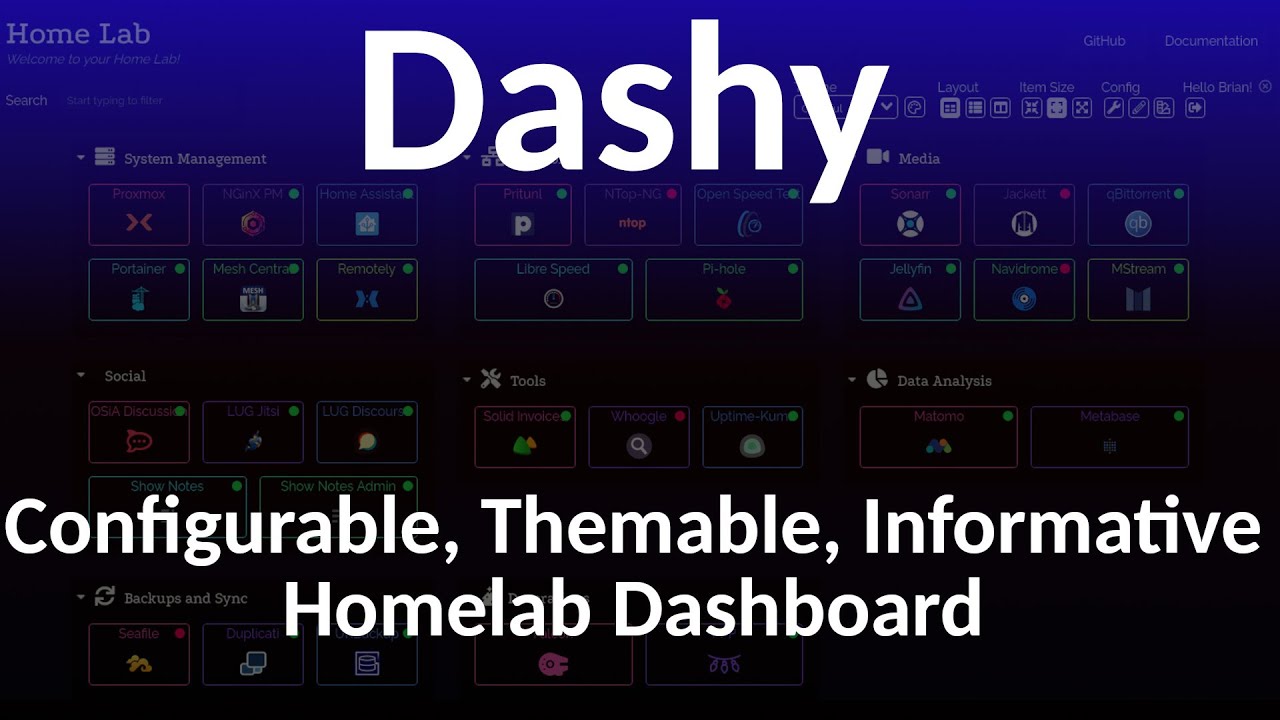 Dashy, a configurable, themable, flexible personal dashboard for your homelab!