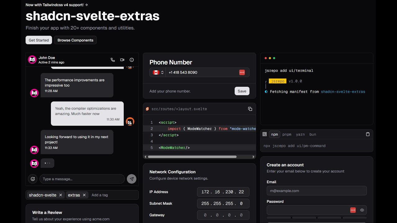 shadcn-svelte-extras: 20+ Production-Ready Svelte/Shadcn UI Components