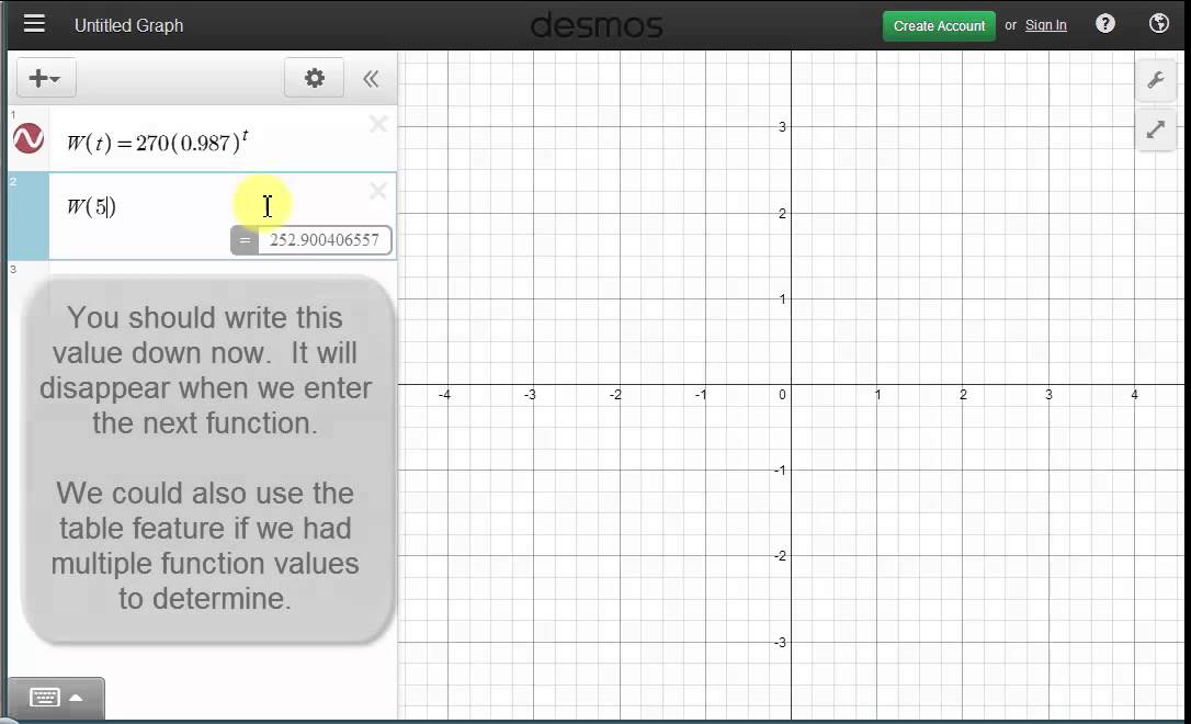 Ex: Solve an Exponential Decay Equation Graphically Using the Desmos (Application)