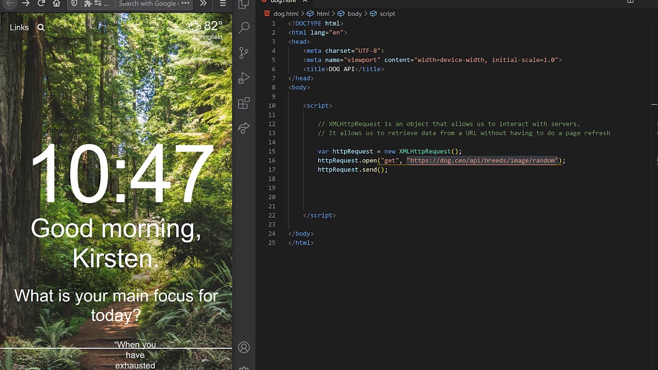 Using an API to get dog pictures