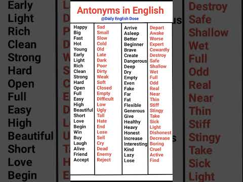 Top 50 Opposite Words in English #opposite #antonyms #spokenenglish