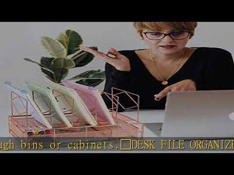 Spacrea Rose Gold Desk Organizers - File Organizer Desk Accessories with Vertical File Folder Holde