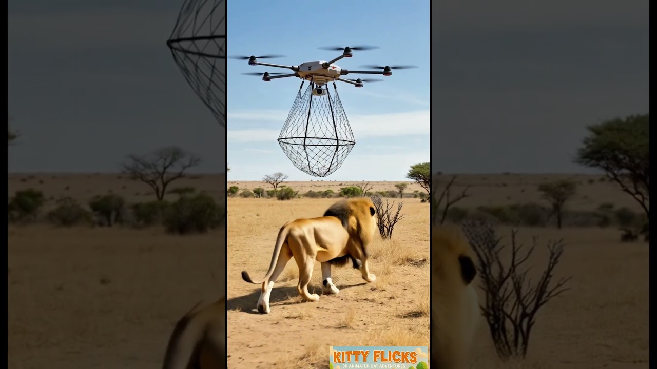 Simulated Drone Capture of a Lion – Wildlife Tech in Action #drone #animals #wildlife #lion