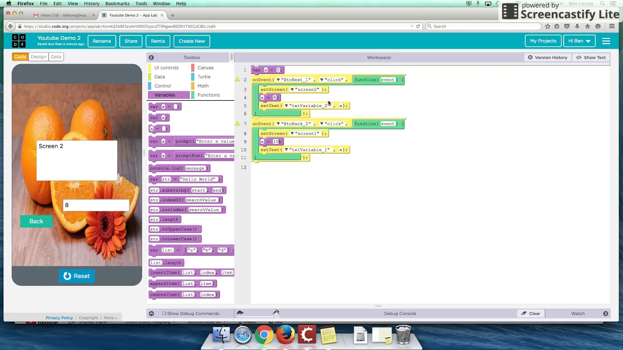 Code Org App Lab Tutorial 2 - Variables (Local)