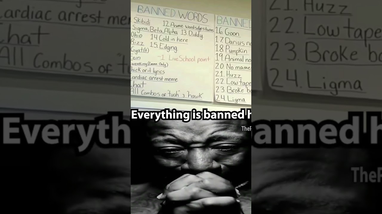 Bruh the banned words list in class (this generation is fried) #youtubeshorts #memesdaily #ohio #wow