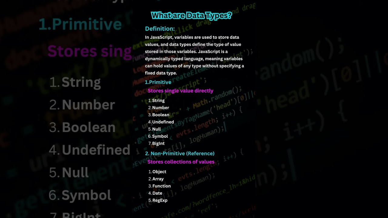 JavaScript Data Types Explained in 120 Seconds!
