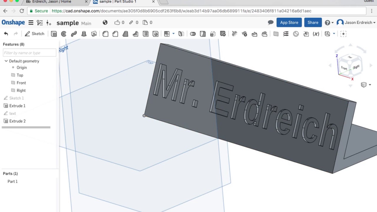 How to create text in Onshape CAD