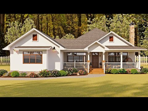 The Most Beautiful Modern 3 Bedroom Farmhouse Design with 2-Car Garage, Home Office & Porch ID#1014