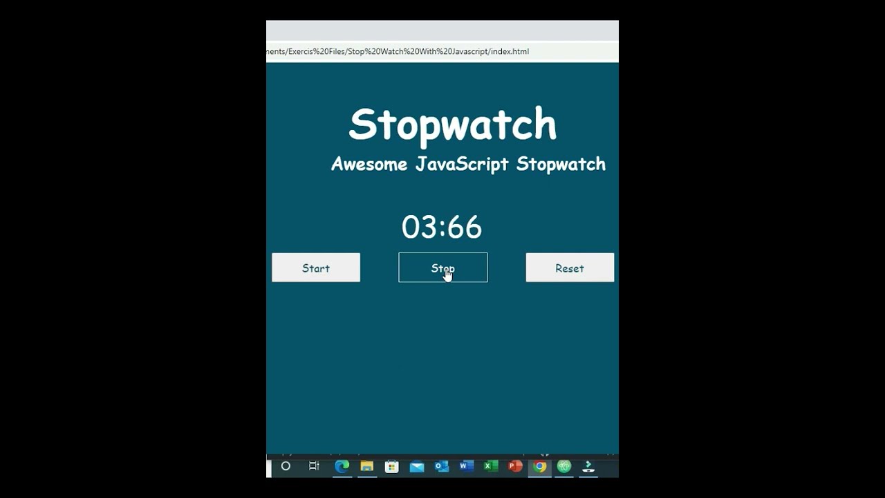 StopWatch complete Application with html, css and Javascript #shorts