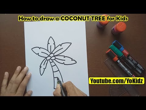 How to draw COCONUT TREE for kids | Dry Green