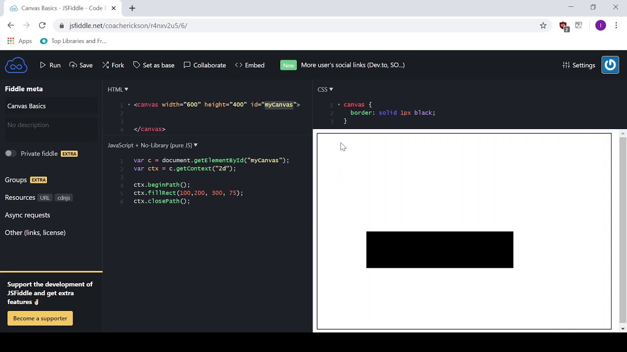 JavaScript & Canvas : Creating Rectangles