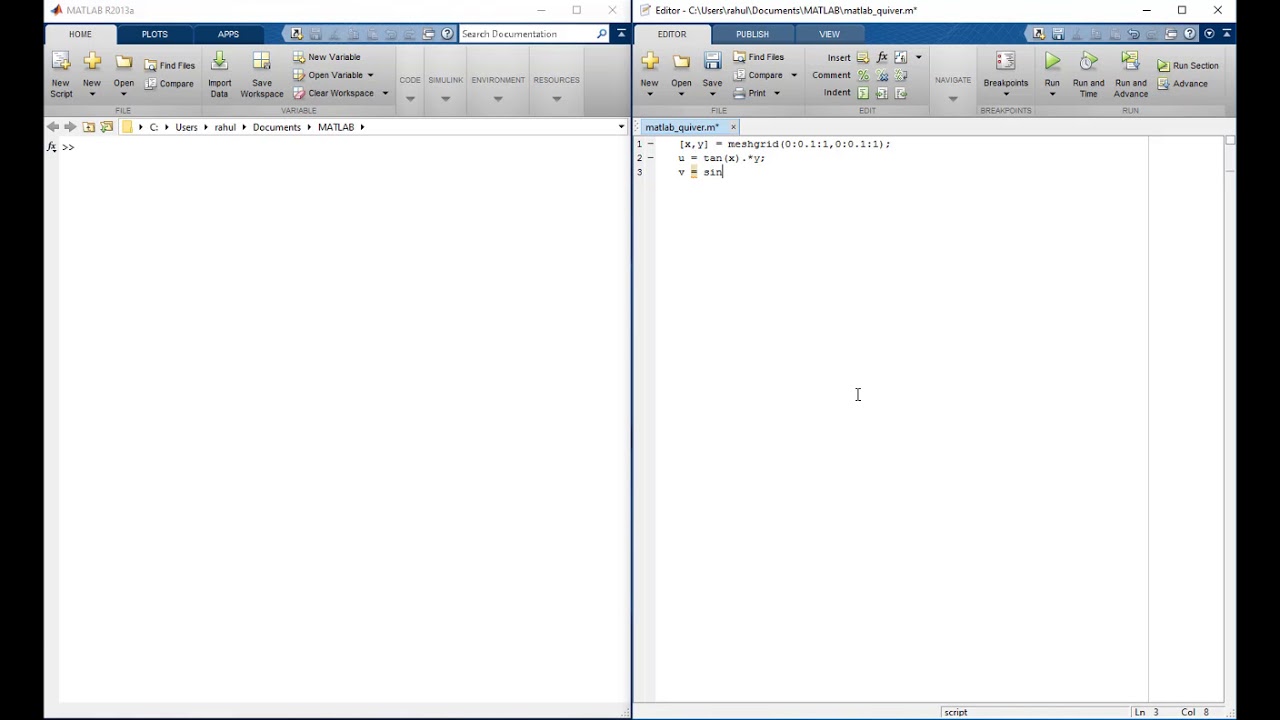 What is Quiver or Velocity plot in MATLAB using Script