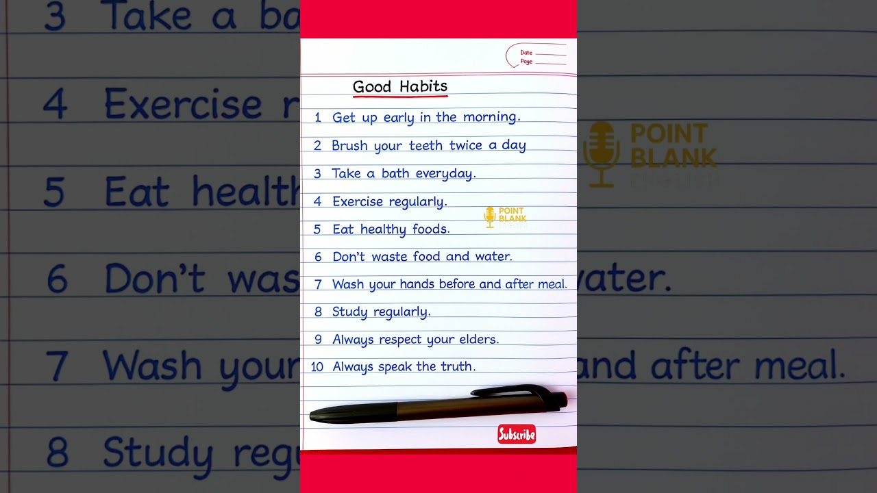 10 Good Habits/Good Habits For Students/ Good Habits to Change Your Life/10 Lines On Good Habits