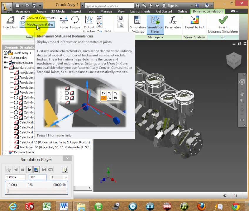 Inventor Dynamic Simulation Tutorial  - Engine Motion