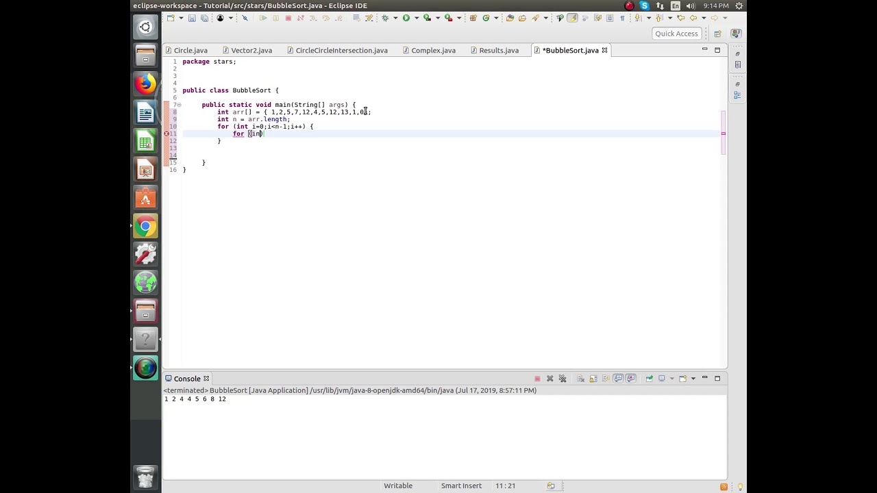 Java In One Minute - Sorting an array of integers with Bubble Sort Algorithm