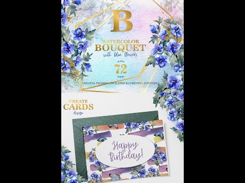 Bouquet with blue flowers Watercolor png